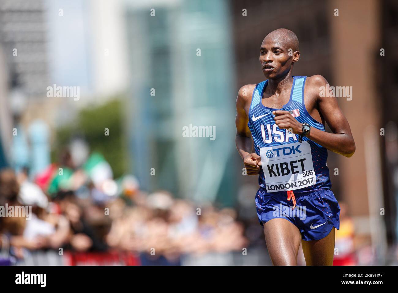 Elkanah Kibet participating in the marathon at the World Athletics ...