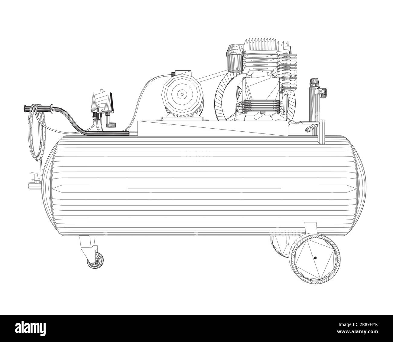 Air Compressor Isolated on White. Air compressor pneumatic icon ...