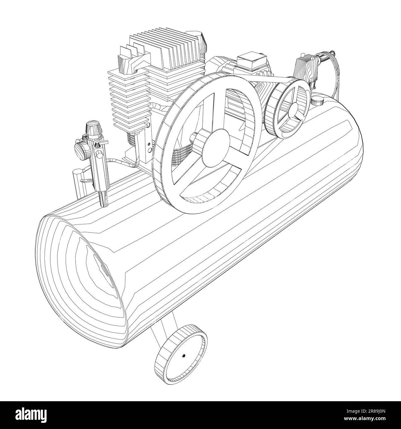 Air Compressor Isolated on White. Air compressor pneumatic icon ...