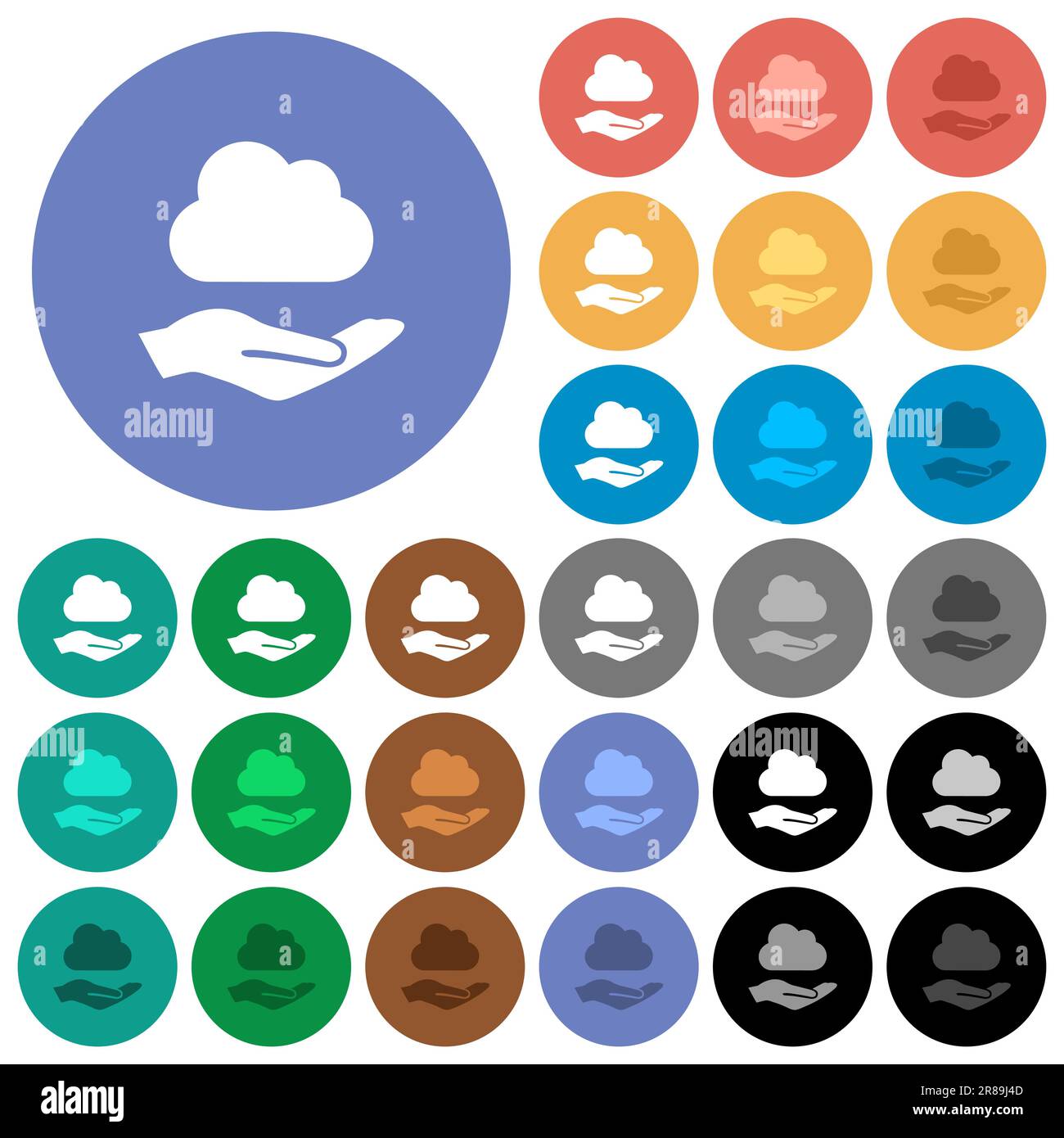 Cloud services multi colored flat icons on round backgrounds. Included ...