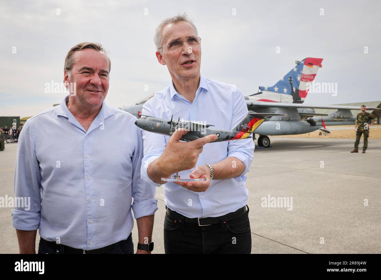 Jagel, Germany. 20th June, 2023. Jens Stoltenberg (r), NATO Secretary ...
