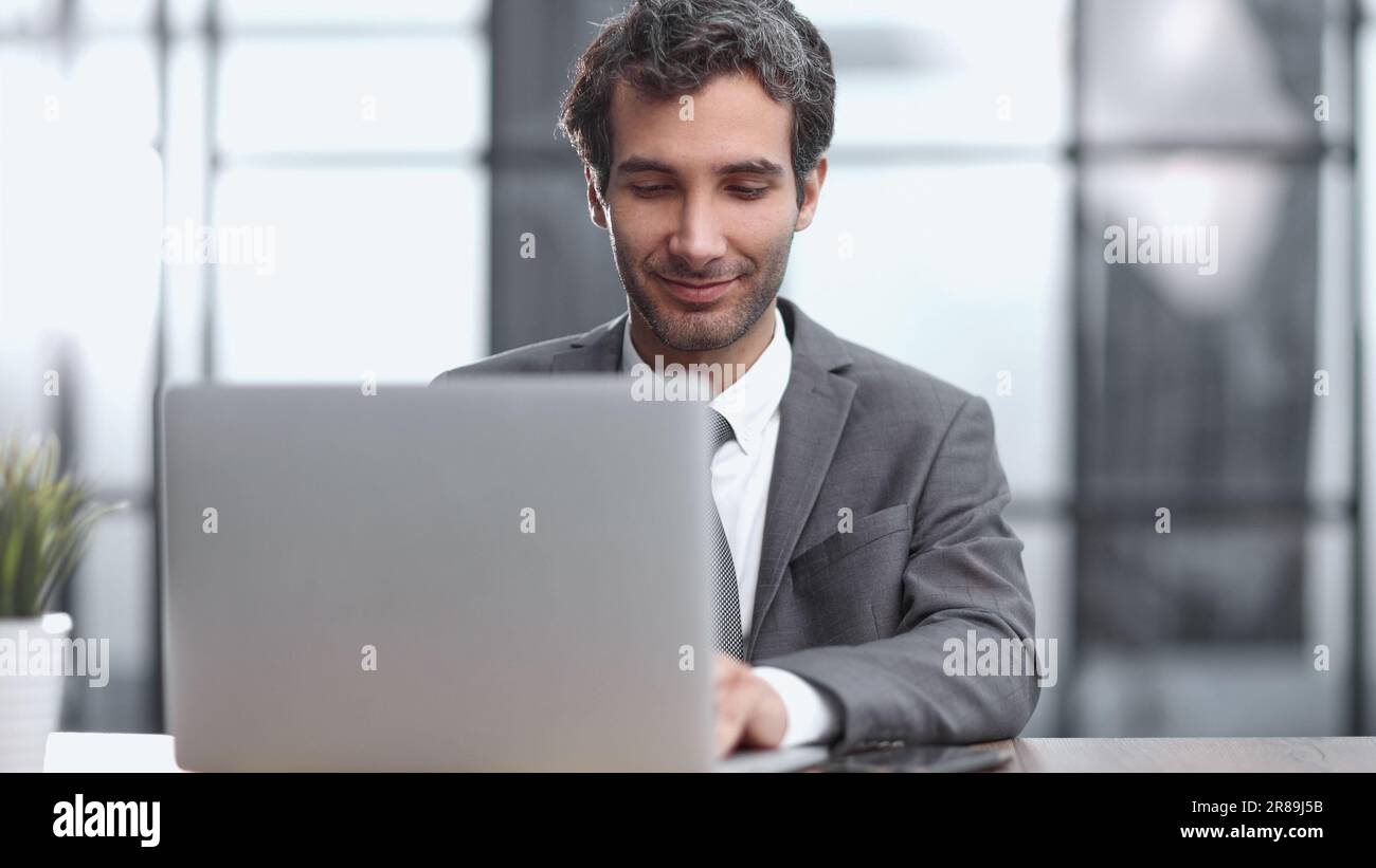 Successful businessman working inside office, man in business suit ...