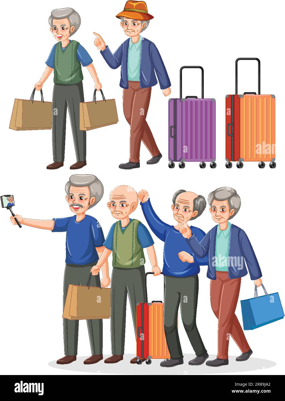 Set of grandfather cartoon character illustration Stock Vector Image ...