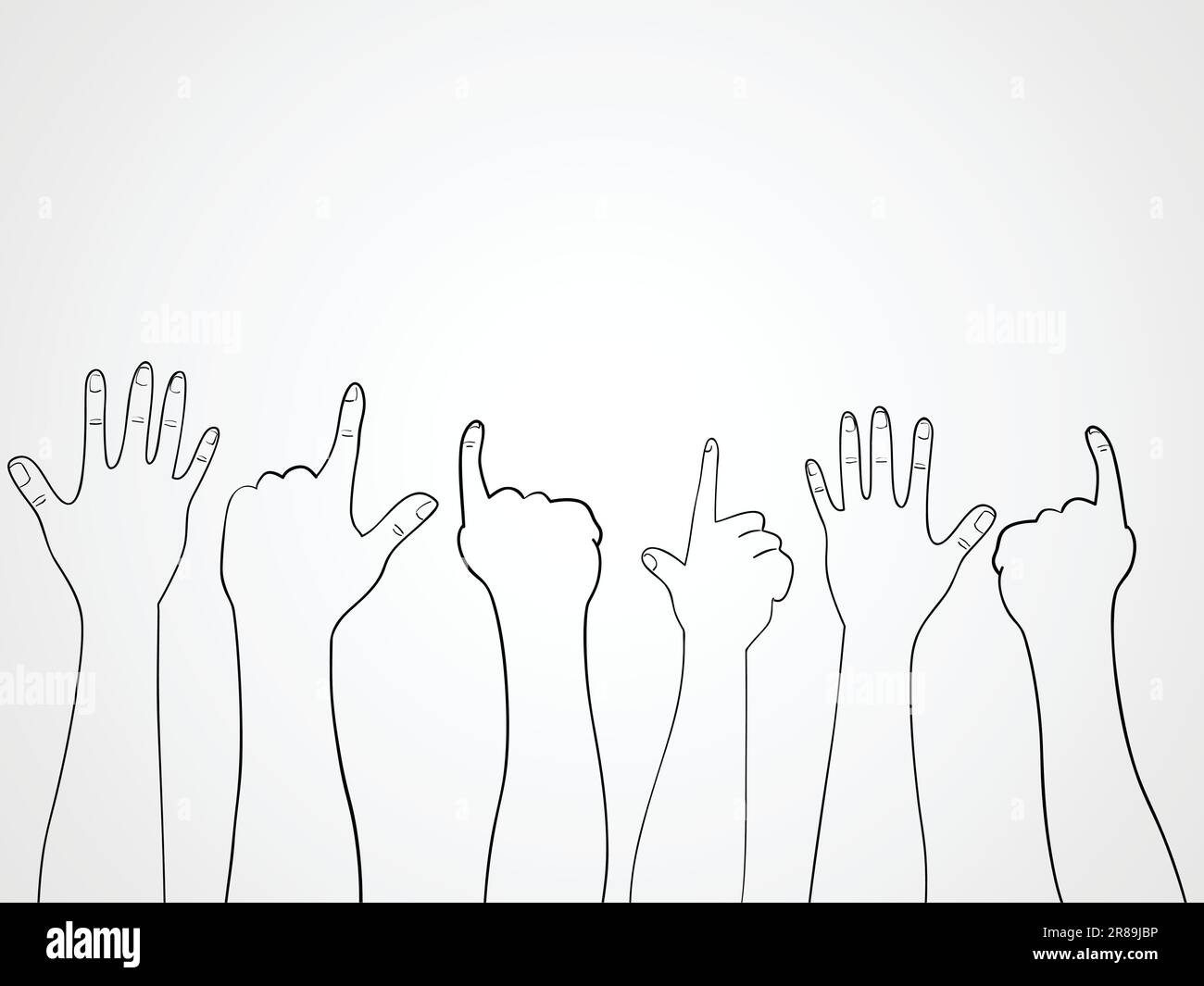 Line art illustration of raising hands pointing and cheering Stock ...