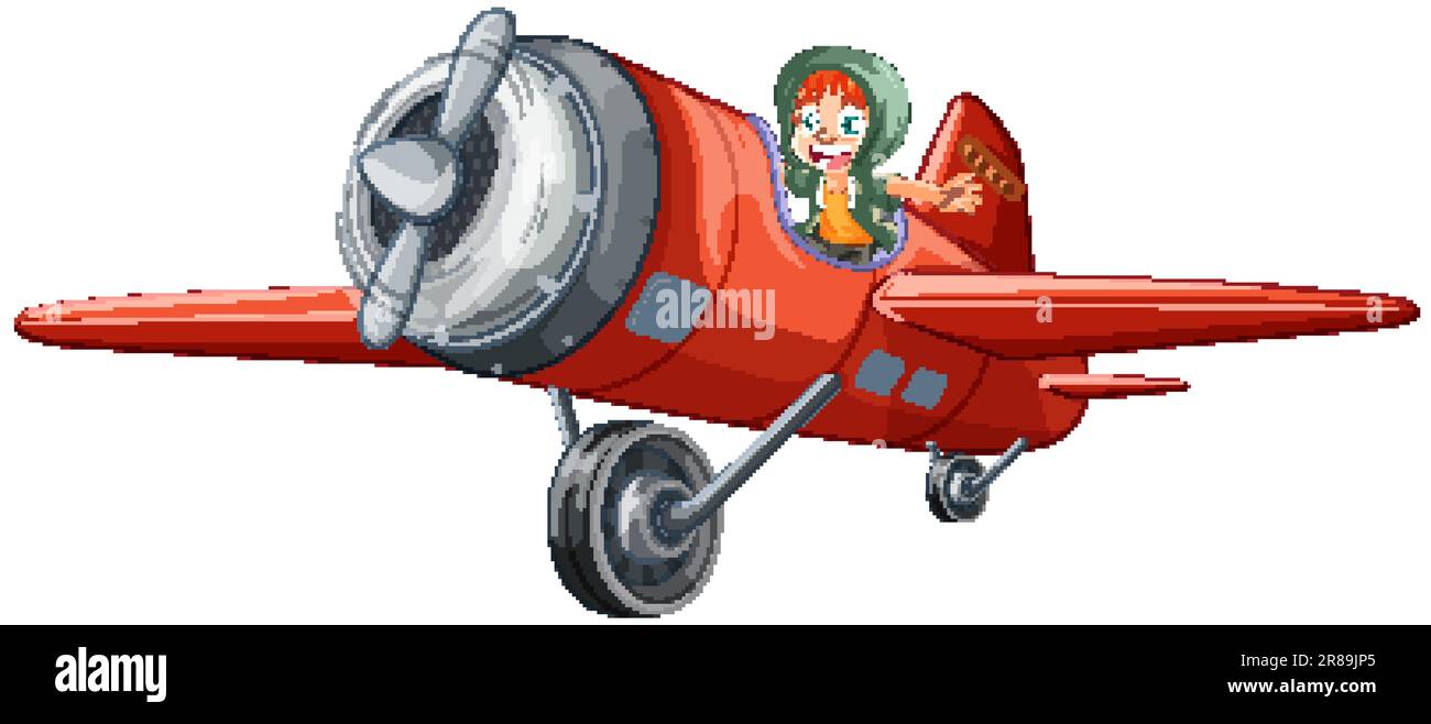 Adventure Kid on Light Aircraft Vector illustration Stock Vector Image ...