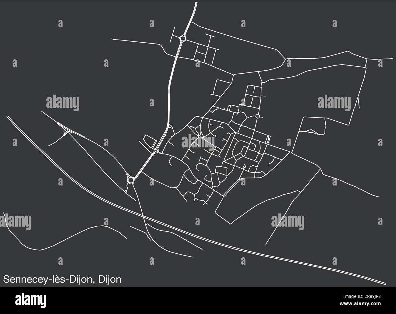 Street roads map of the SENNECEY-LÈS-DIJON QUARTER, DIJON Stock Vector ...