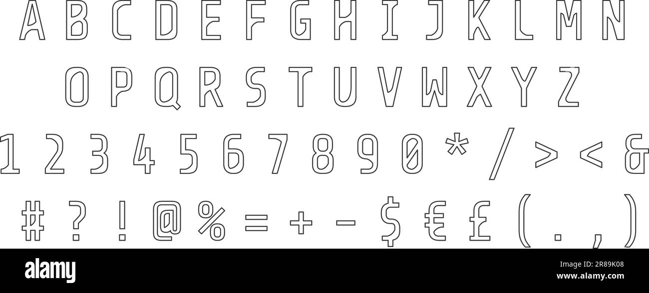 Black linear rounded alphabet set Stock Vector Image & Art - Alamy