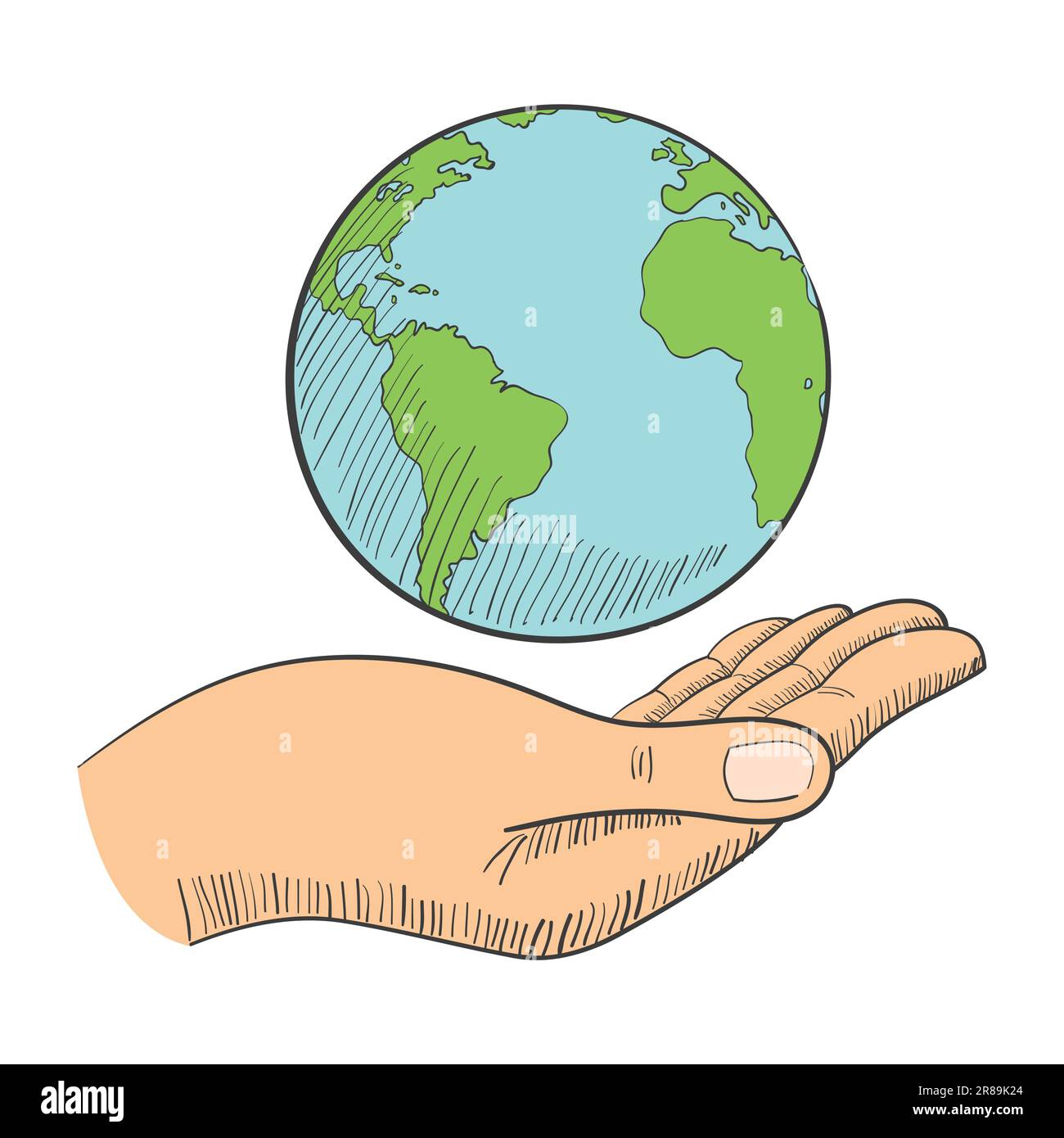 Illustration of a hand holding globe Stock Vector Image & Art - Alamy