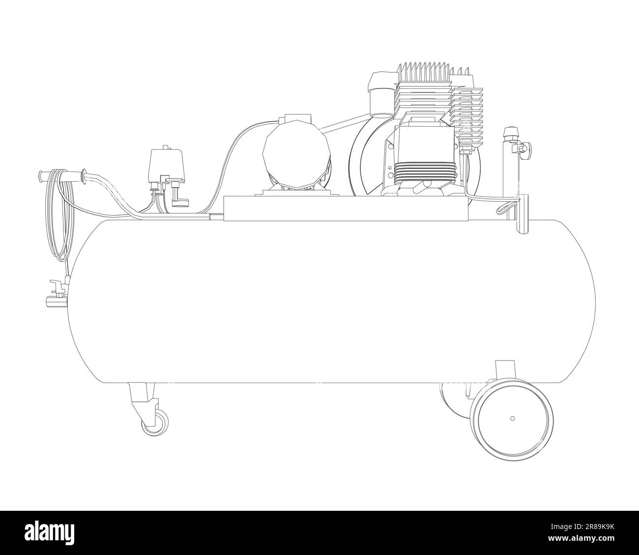 Air Compressor Isolated on White. Air compressor pneumatic icon ...