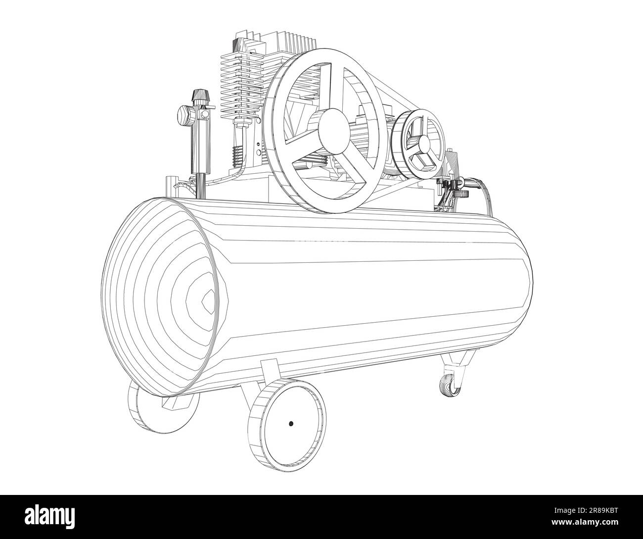 Air Compressor Isolated on White. Air compressor pneumatic icon ...