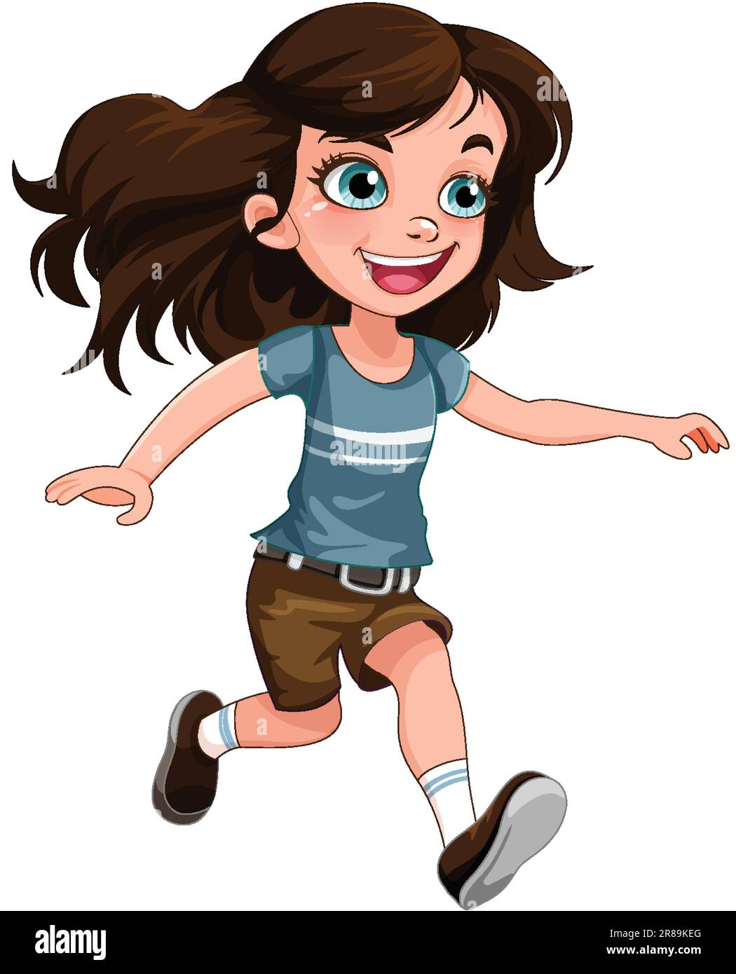 Cute Girl Running Cartoon Character illustration Stock Vector Image ...