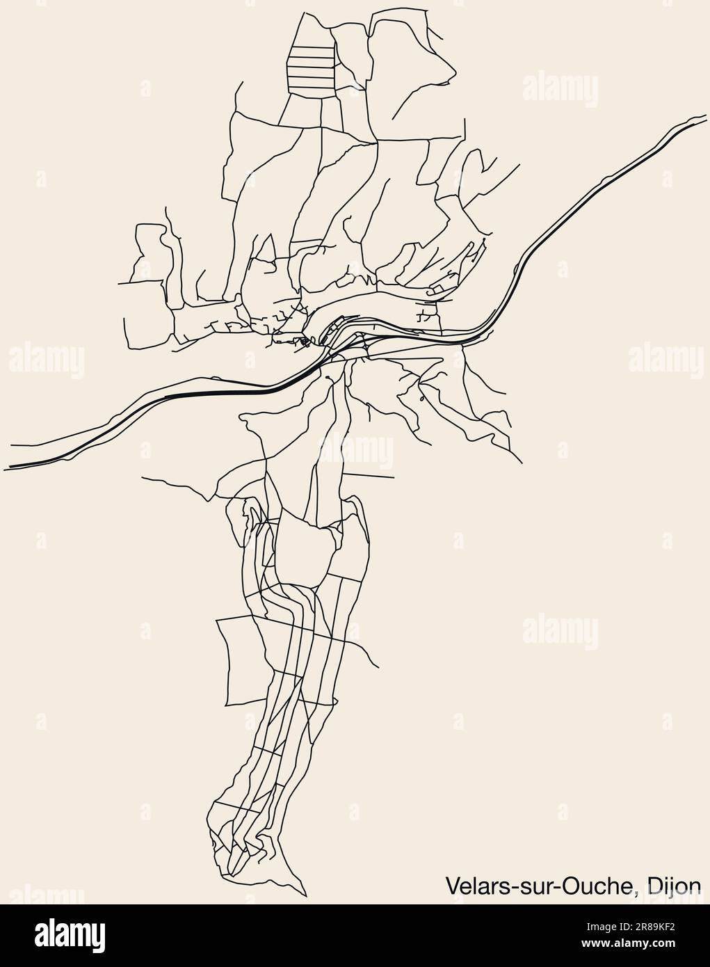 Street roads map of the VELARS-SUR-OUCHE QUARTER, DIJON Stock Vector ...