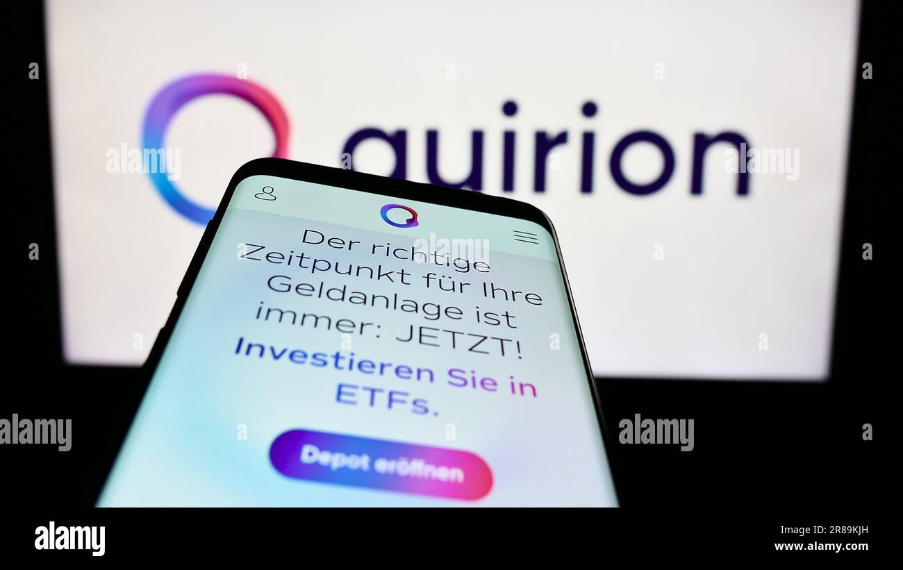 Mobile phone with website of German financial services company quirion ...