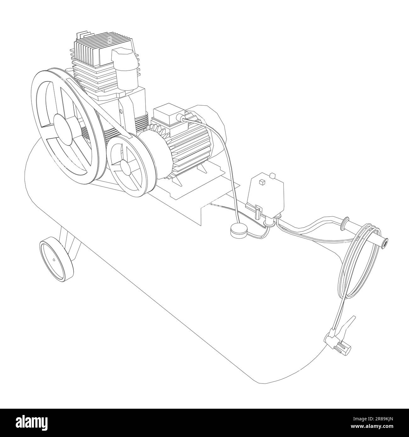Air Compressor Isolated on White. Air compressor pneumatic icon ...