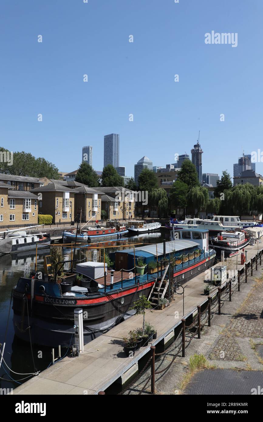 Greenland Dock Surrey Quays and London docklands skyline including ...