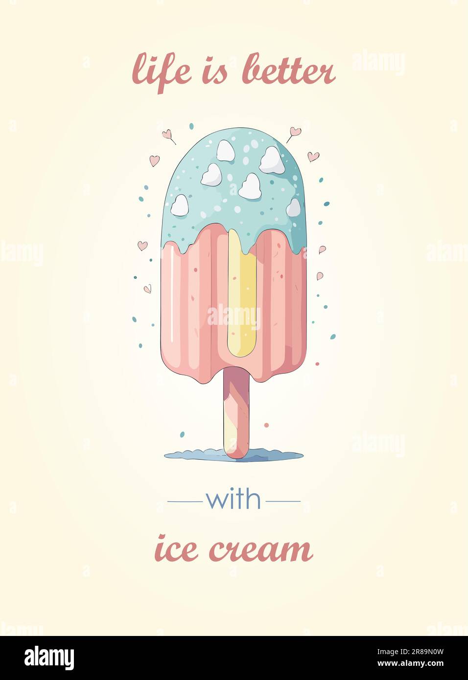 Life is better with ice cream card, banner vector Stock Vector Image ...