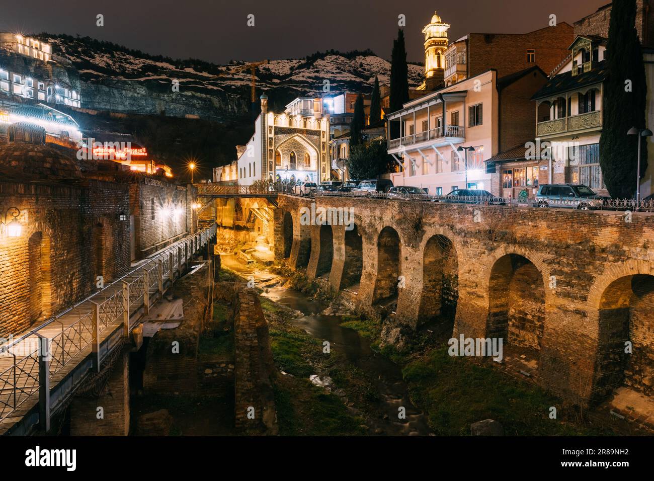 Tbilisi, Georgia, Night Scenic View Of Abanotubani - Bath District - Is ...