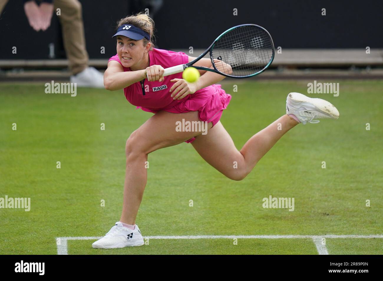 Linda Noskova in action against Jelena Ostapenko during the Women’s Singles Qualifying match on ...