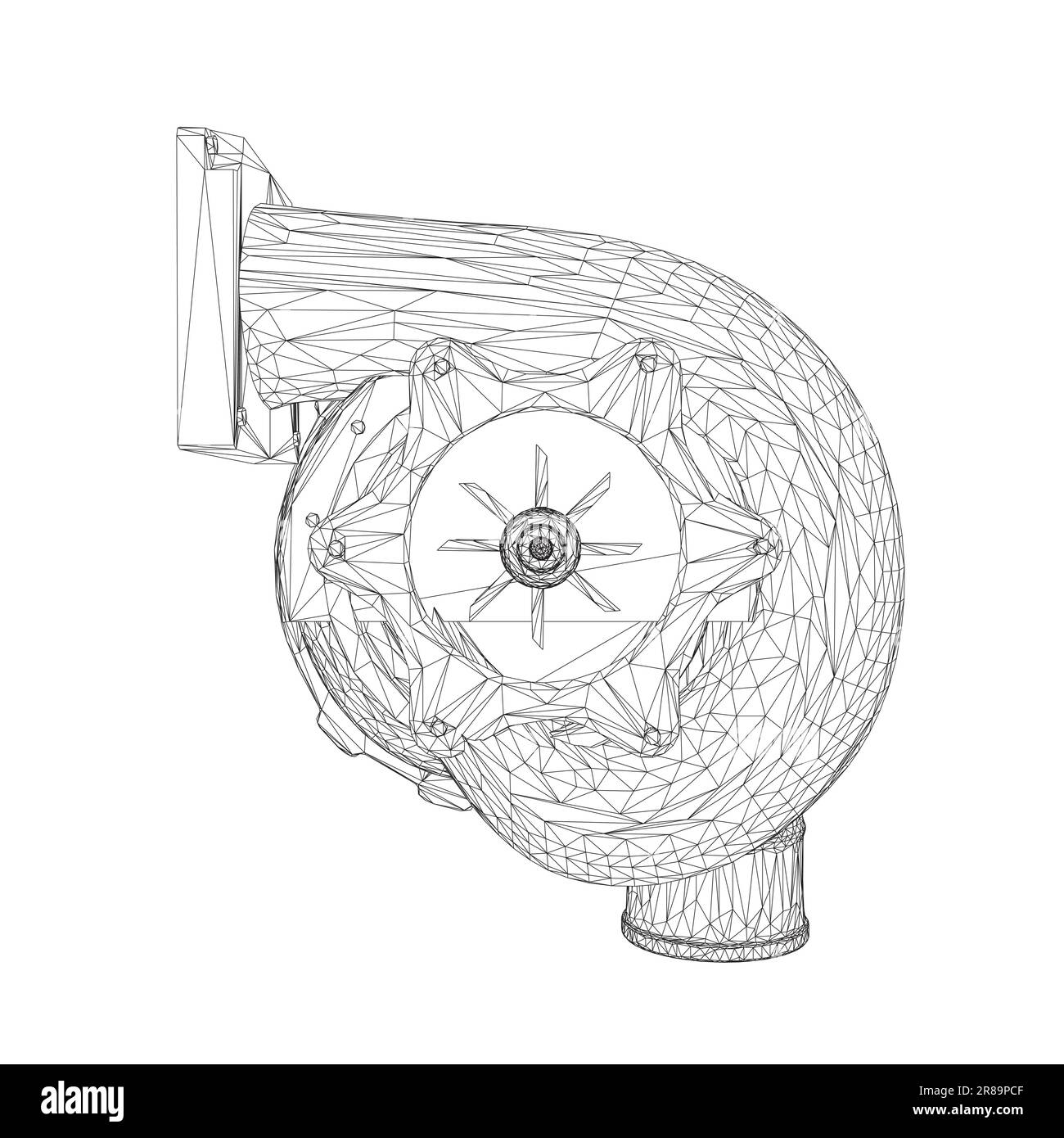 Wireframe Steam turbine rotor operation. Vector illustration ...
