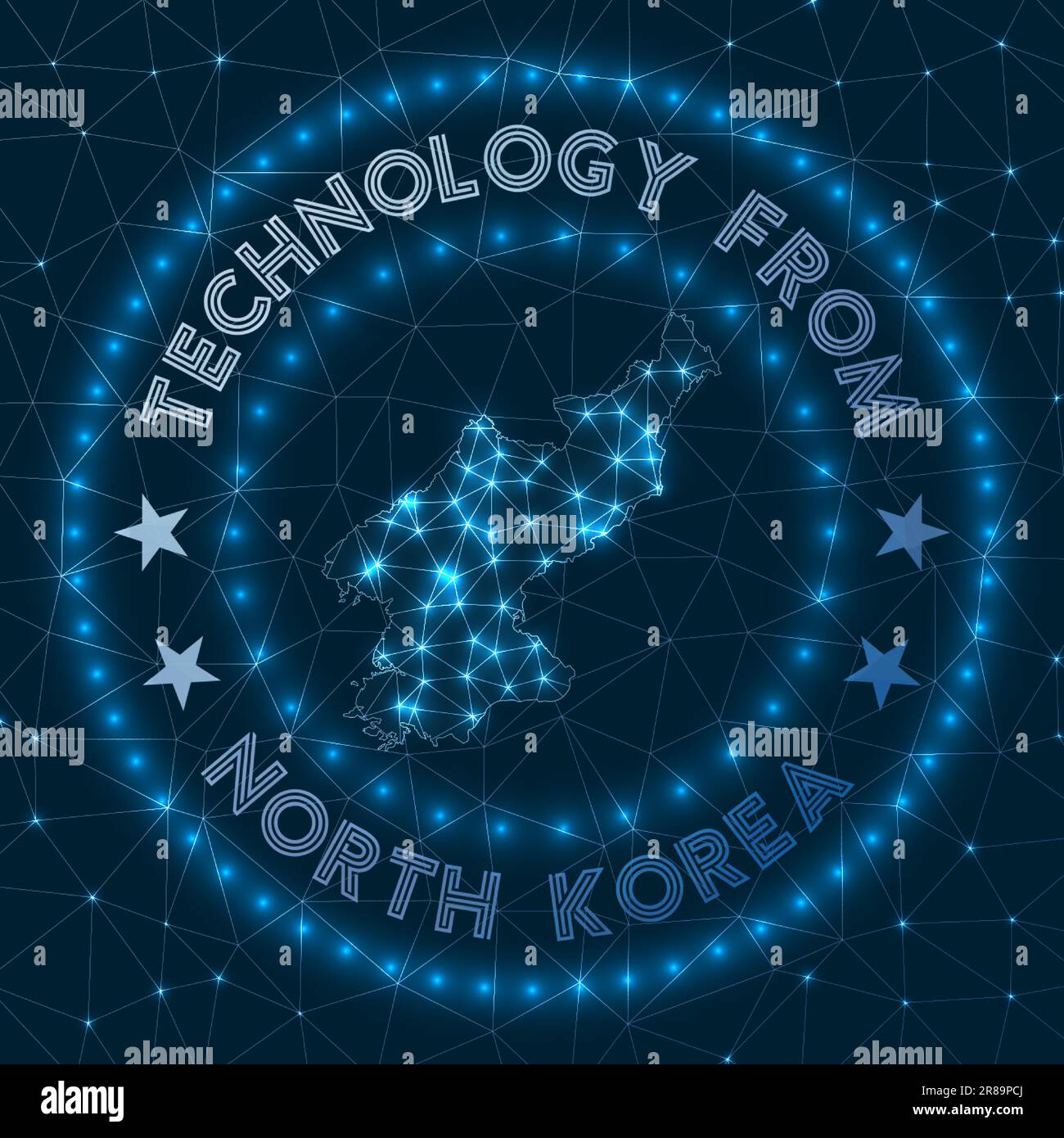 Technology From North Korea. Futuristic geometric badge of the country ...