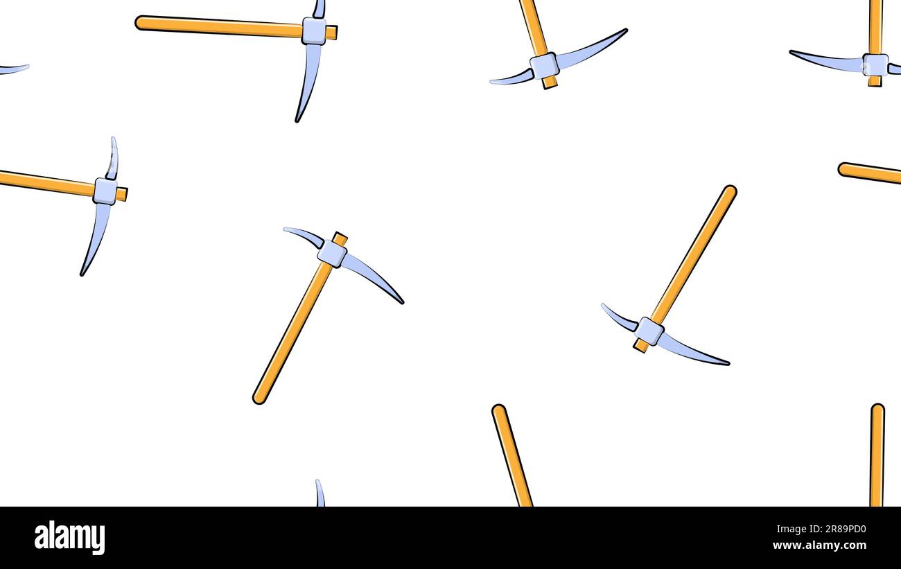 Texture, seamless abstract pattern of construction miner pickaxe with a ...