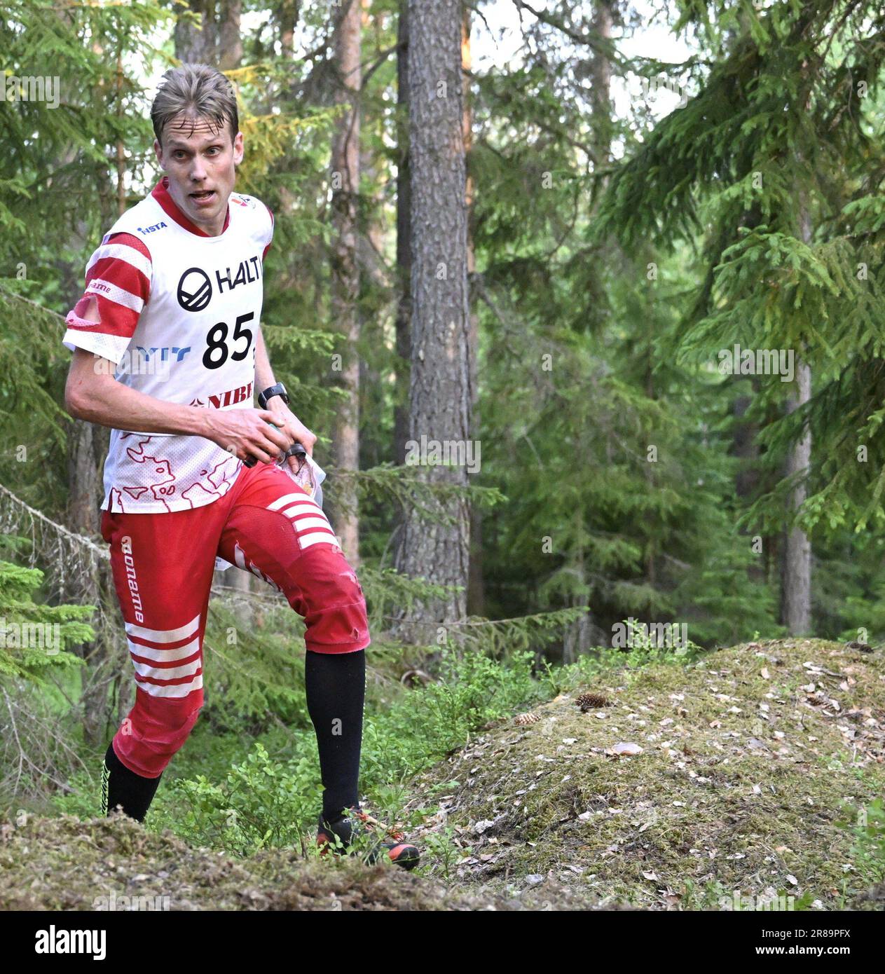 Severi Kymäläinen of Tampereen Pyrintö in the Jukola relay of the ...