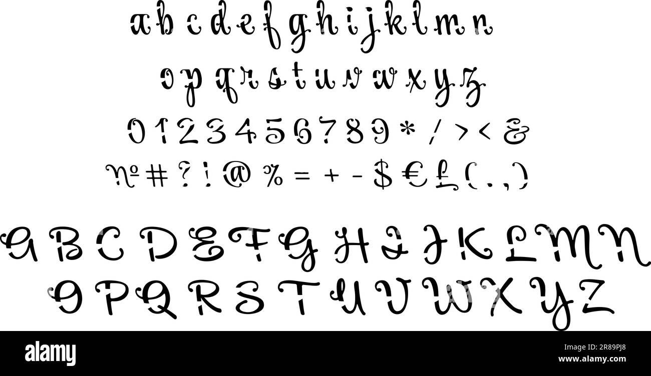 Handwritten cut script alphabet set Stock Vector Image & Art - Alamy