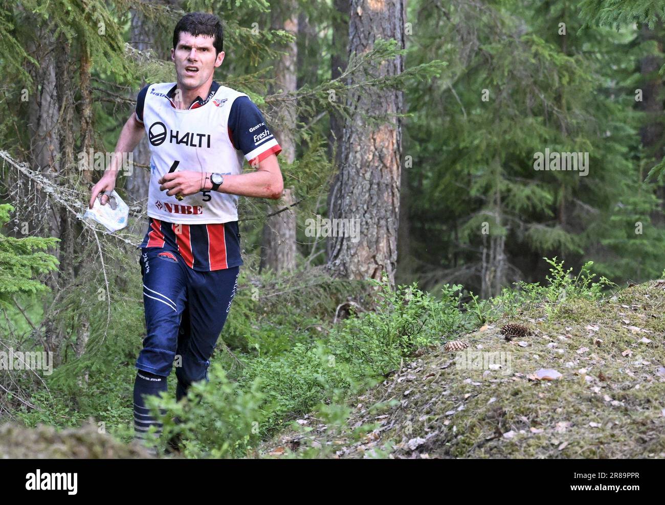 Lucas Basset of OK Linne in the Jukola relay of the orienteering Jukola ...