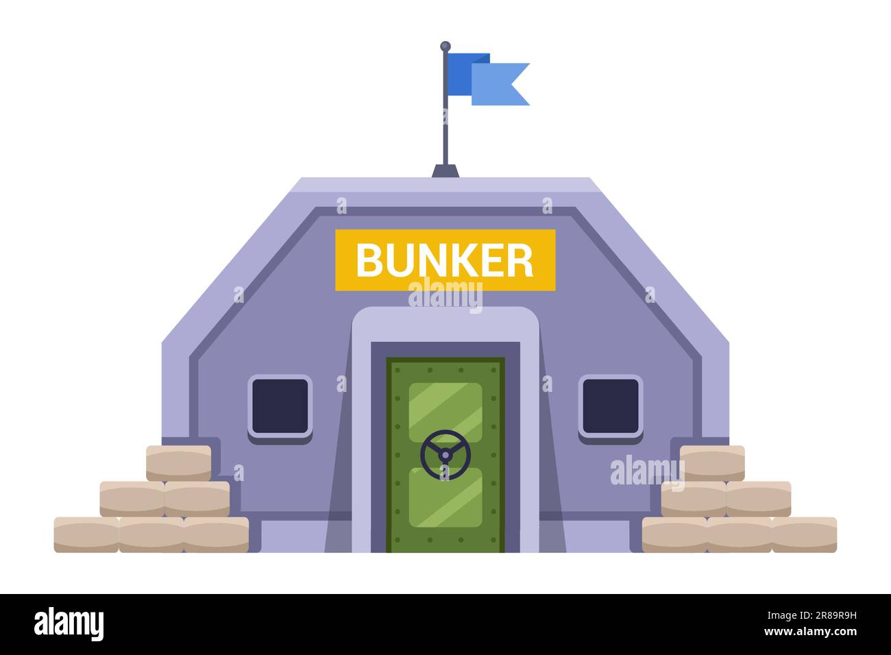military gray bunker to protect people. flat vector illustration Stock ...