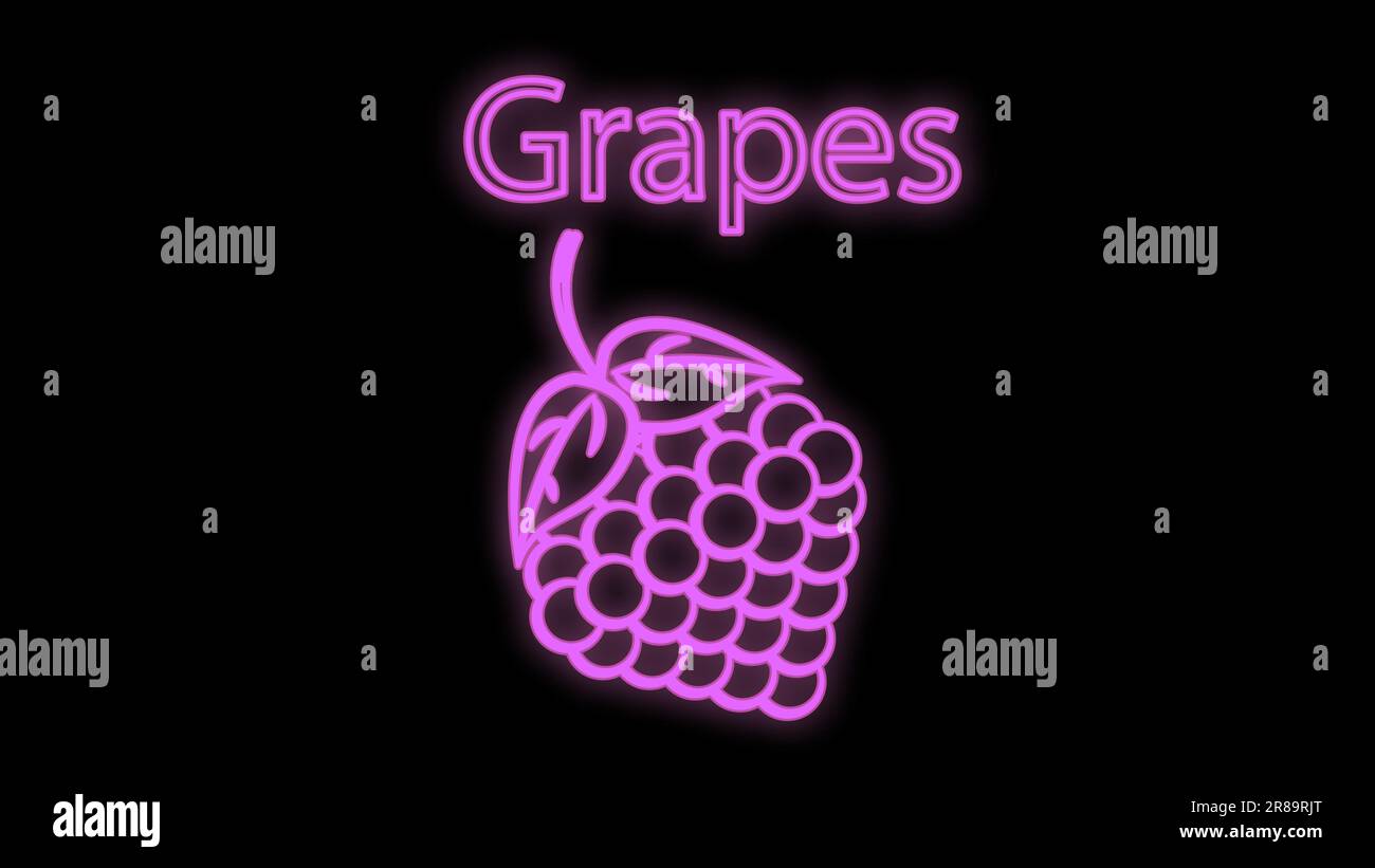 grapes on a black background, neon with the inscription. vector ...