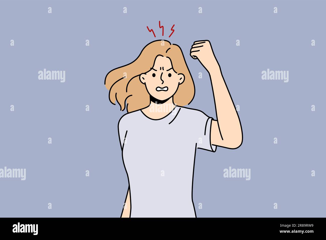 Angry woman showing fist feeling furious and enraged. Mad female ...