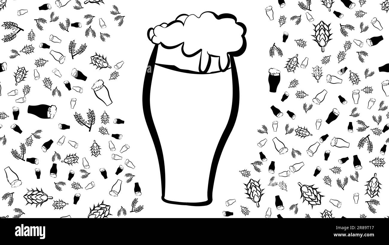 Large beer glass and texture seamless pattern of multi-colored glasses ...