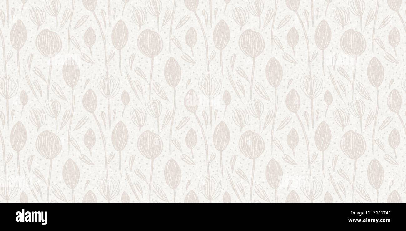 Subtle rustic elegance wedding floral block print linen seamless border ...