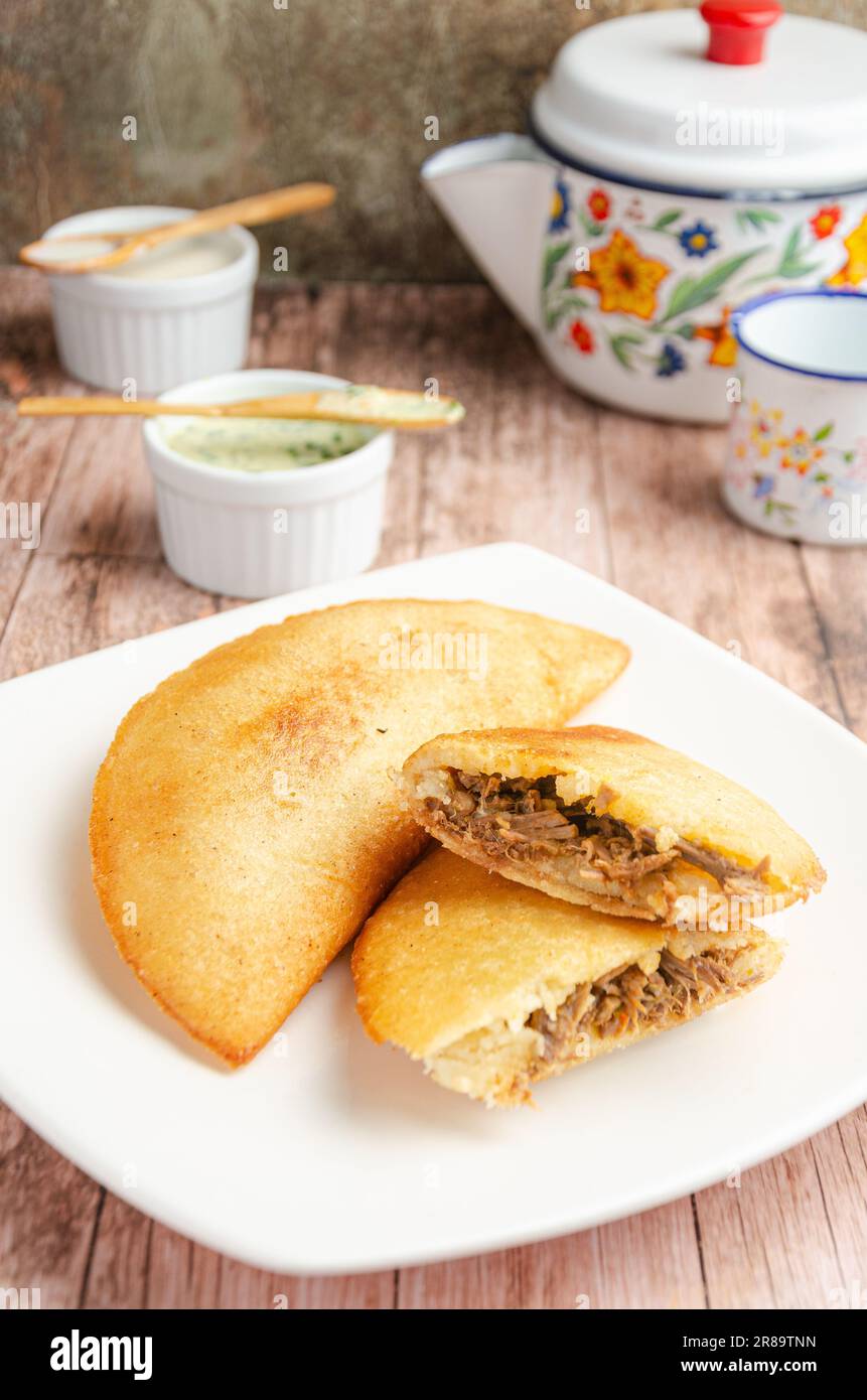 Empanadas Traditional Venezuelan food by guasacas. Rustic and wooden ...