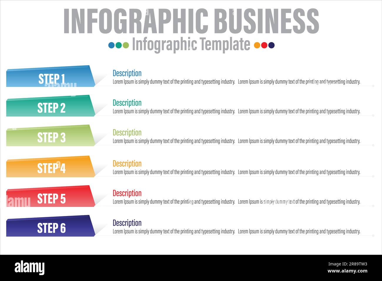 6 Steps, six 6 option Paper note shape elements with steps,road map ...