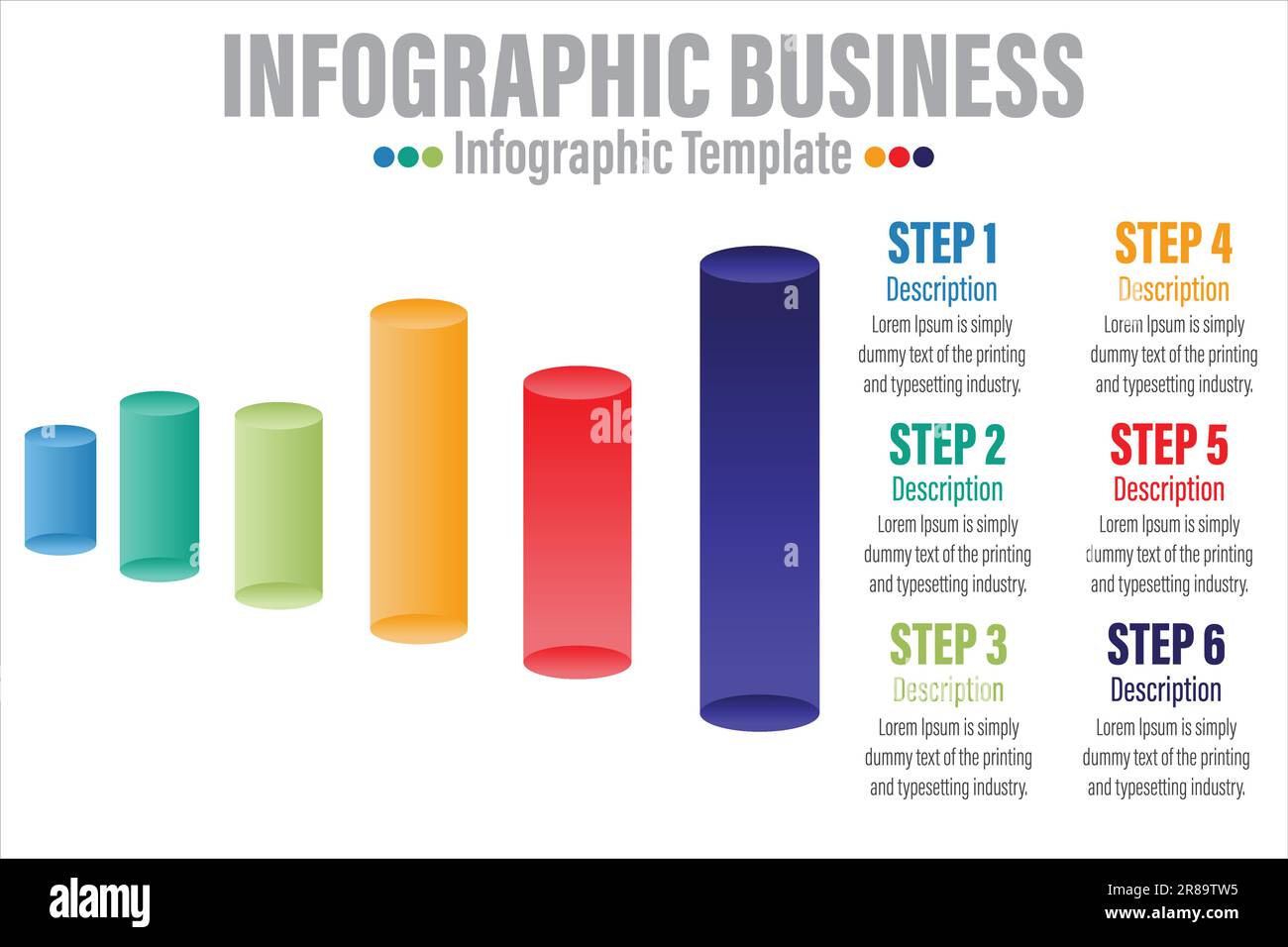 Infographic chart concept for slide presentation with 6 point list and ...