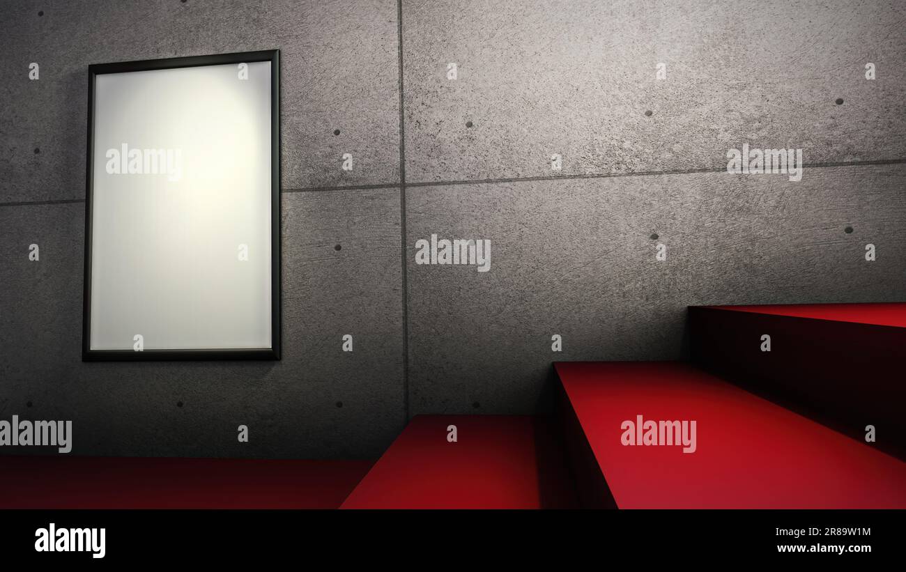 Theater entrance concept illustration, with an empty wall art frame and ...