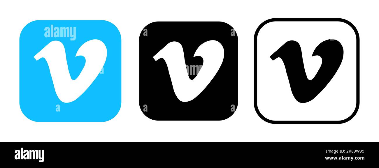 Set of vector vimeo social network icons on transparent background. EPS ...