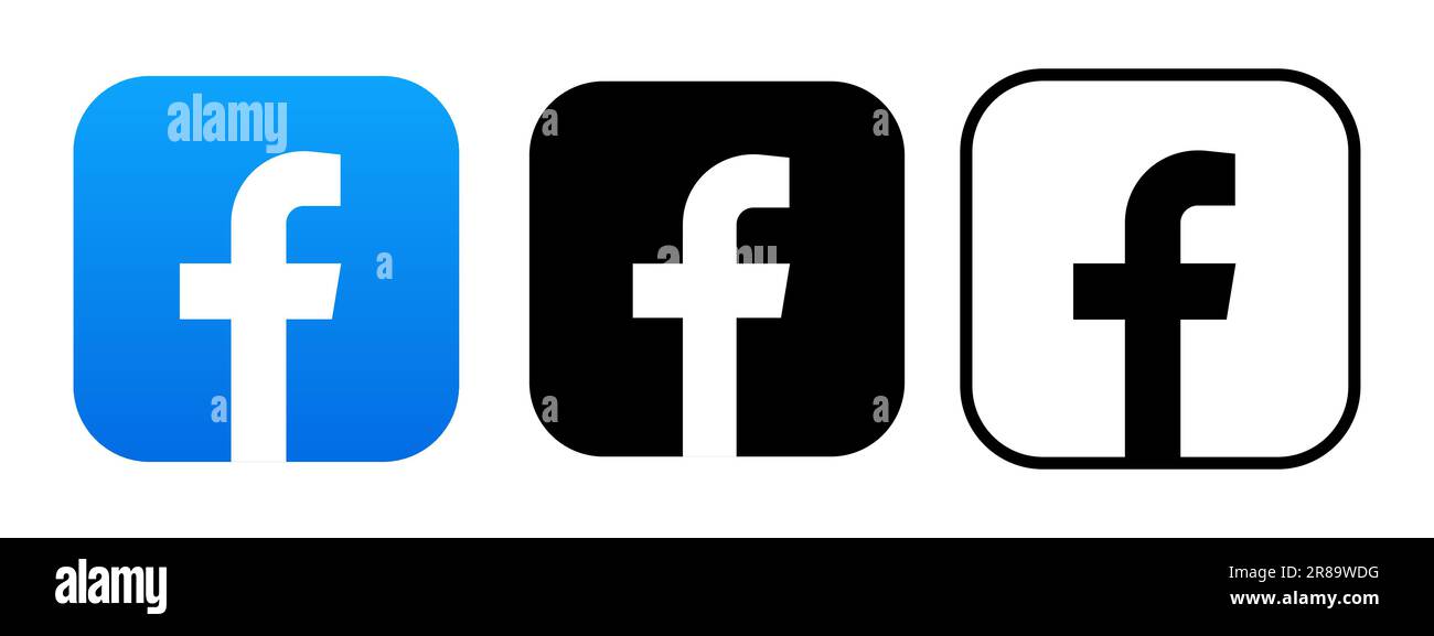 Set of vector Facebook social network icons on transparent background ...