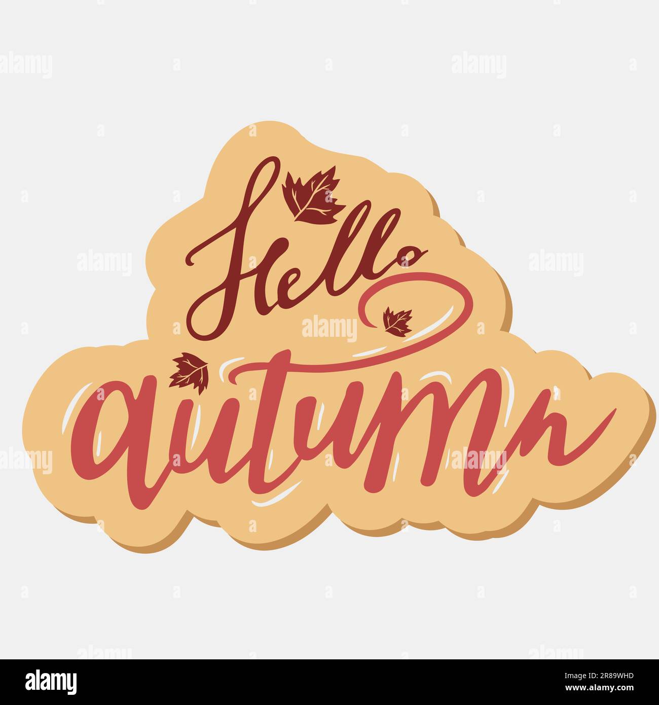 Caption Hello Autumn lettering calligraphy. Vector illustration on ...