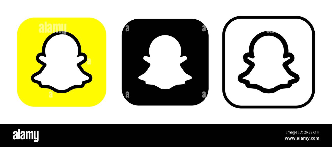 Set of vector SnapChat social network icons on transparent background ...