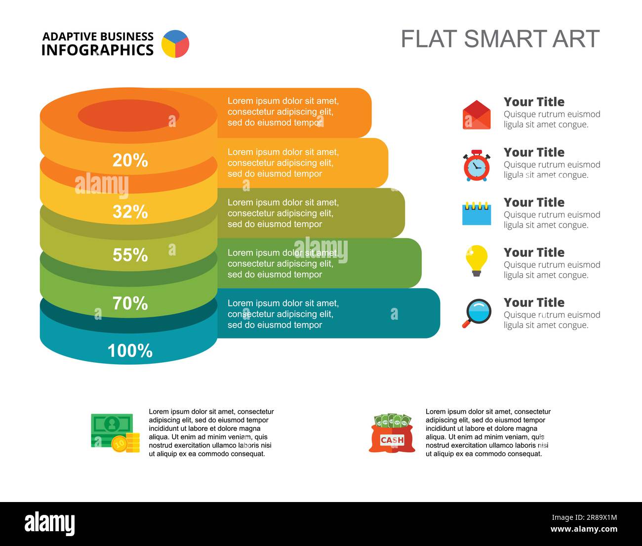Five Steps Percentage Chart Slide Template Stock Vector Image & Art - Alamy