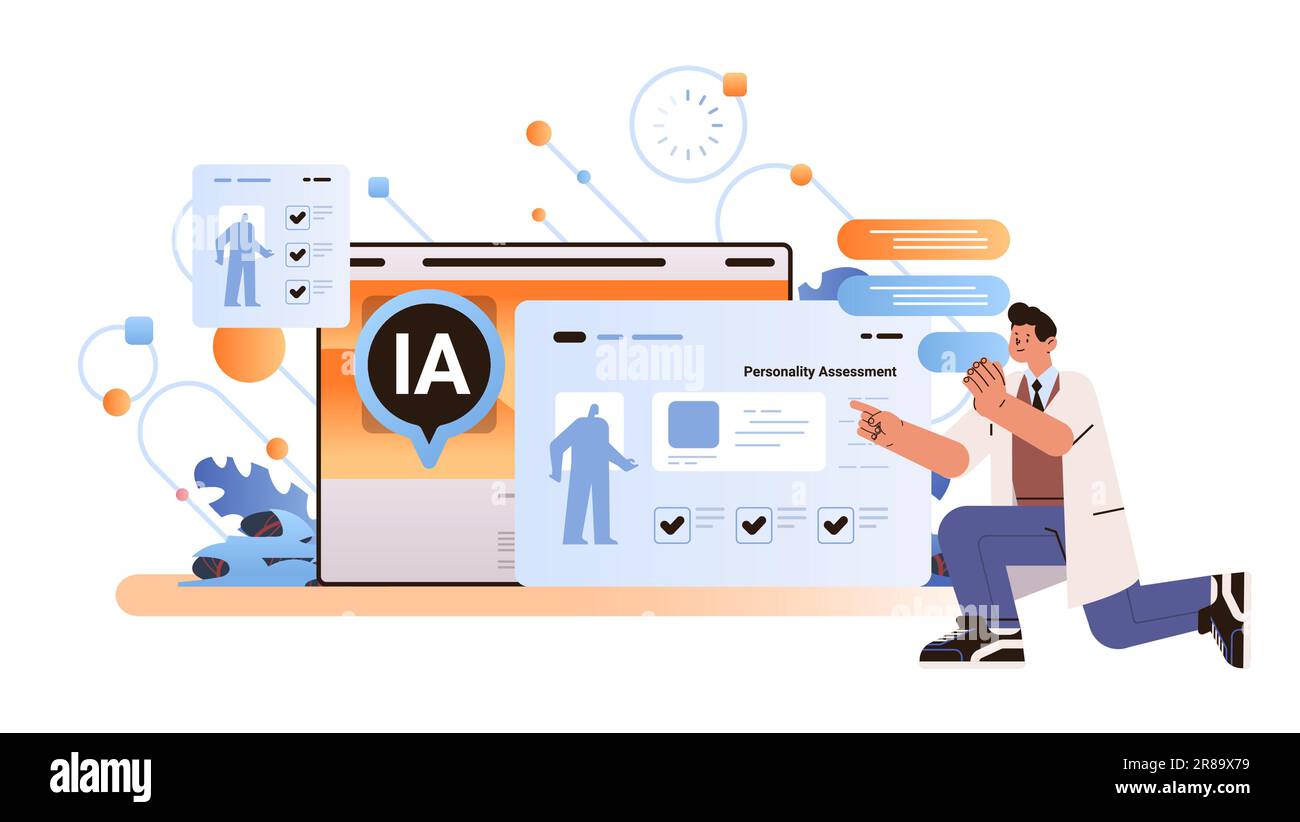 man giving check on checkbox in achievement list with ai helper bot ...
