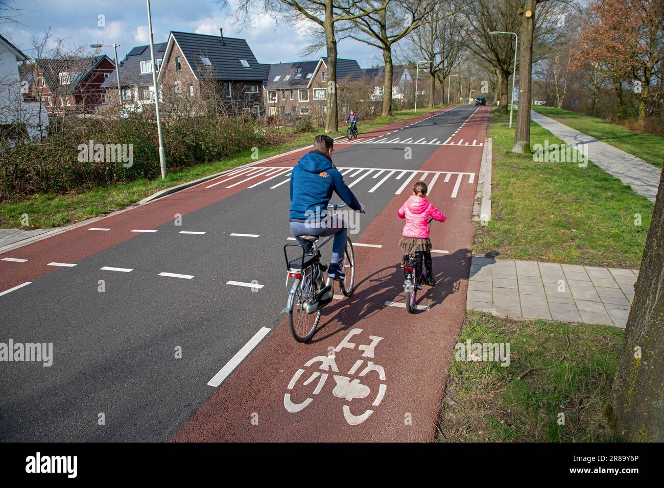 Netherlands, Arnhem - a through road is divided in a middle part for ...