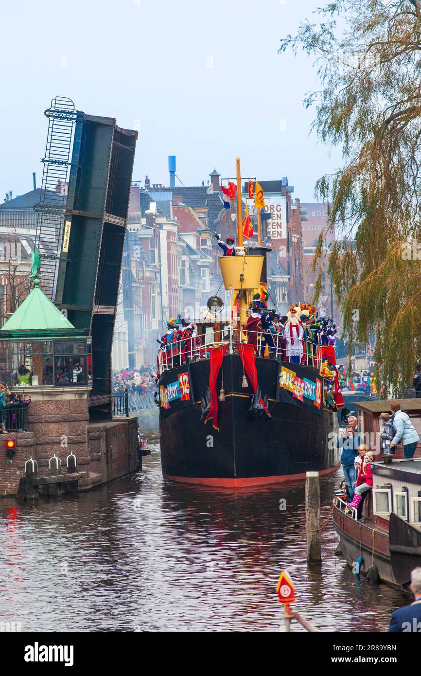 Netherlands, Groningen - Sinterklaas is arriving from Spain by boat ...