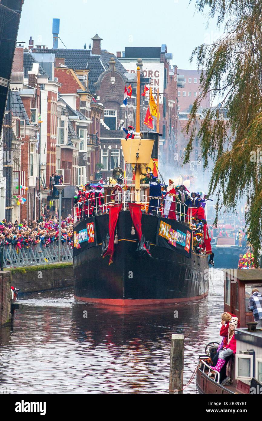 Netherlands, Groningen - Sinterklaas is arriving from Spain by boat ...