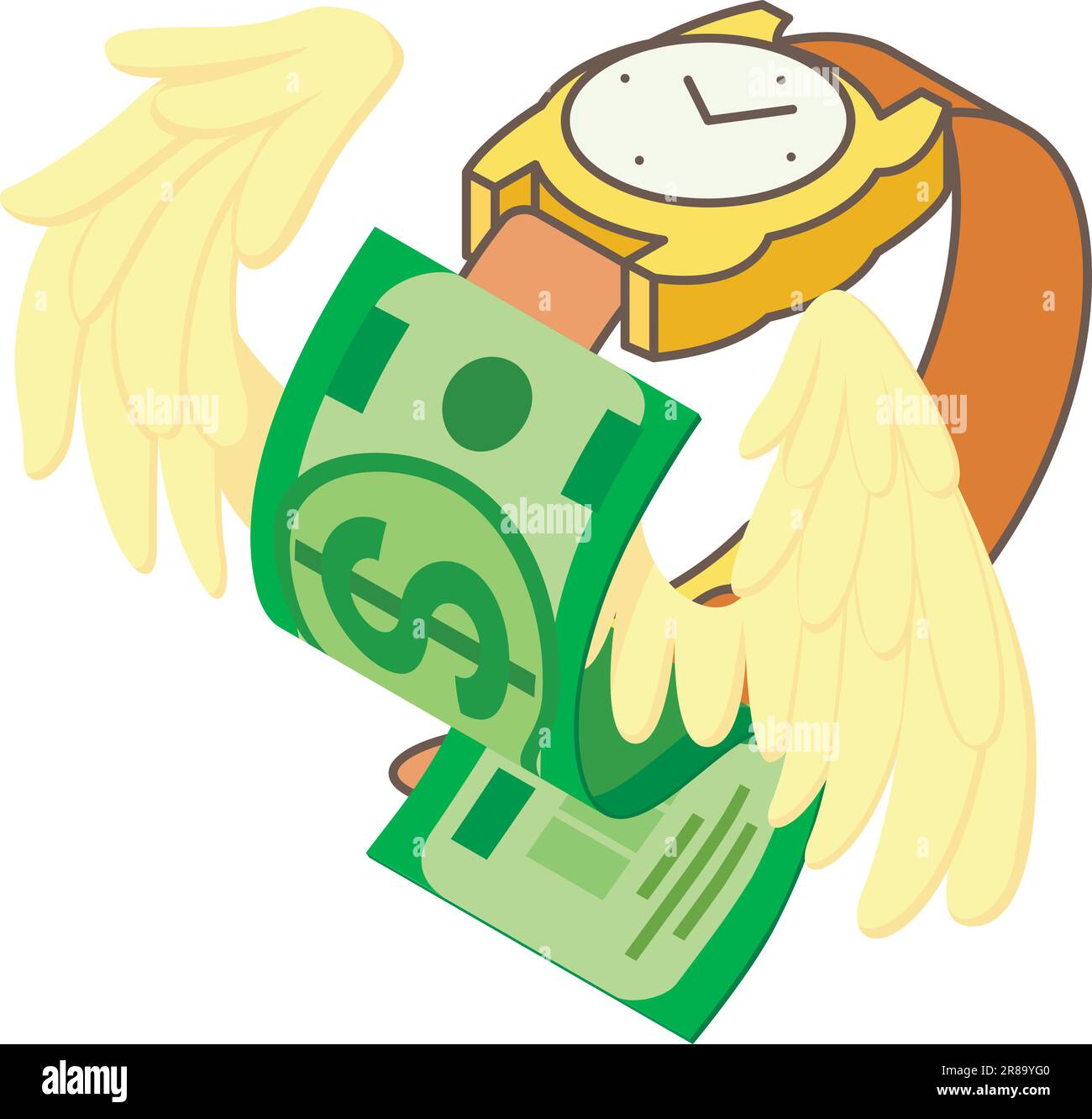 Money management icon isometric vector. Wristwatch and dollar banknote ...