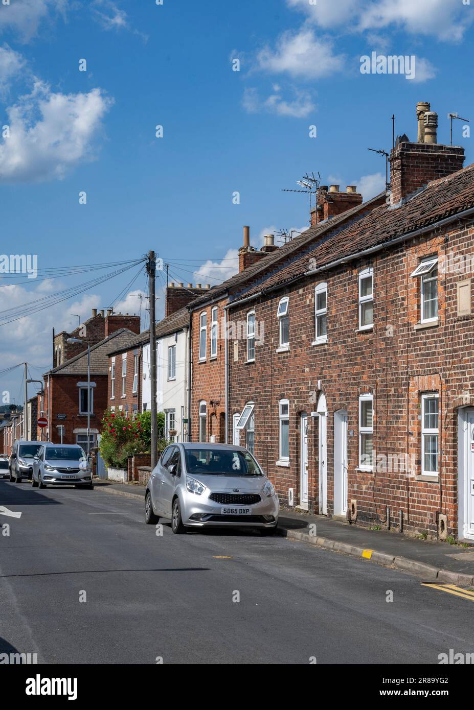 Grantham, Lincolnshire, England, UK. Typical inner city terraced houses ...