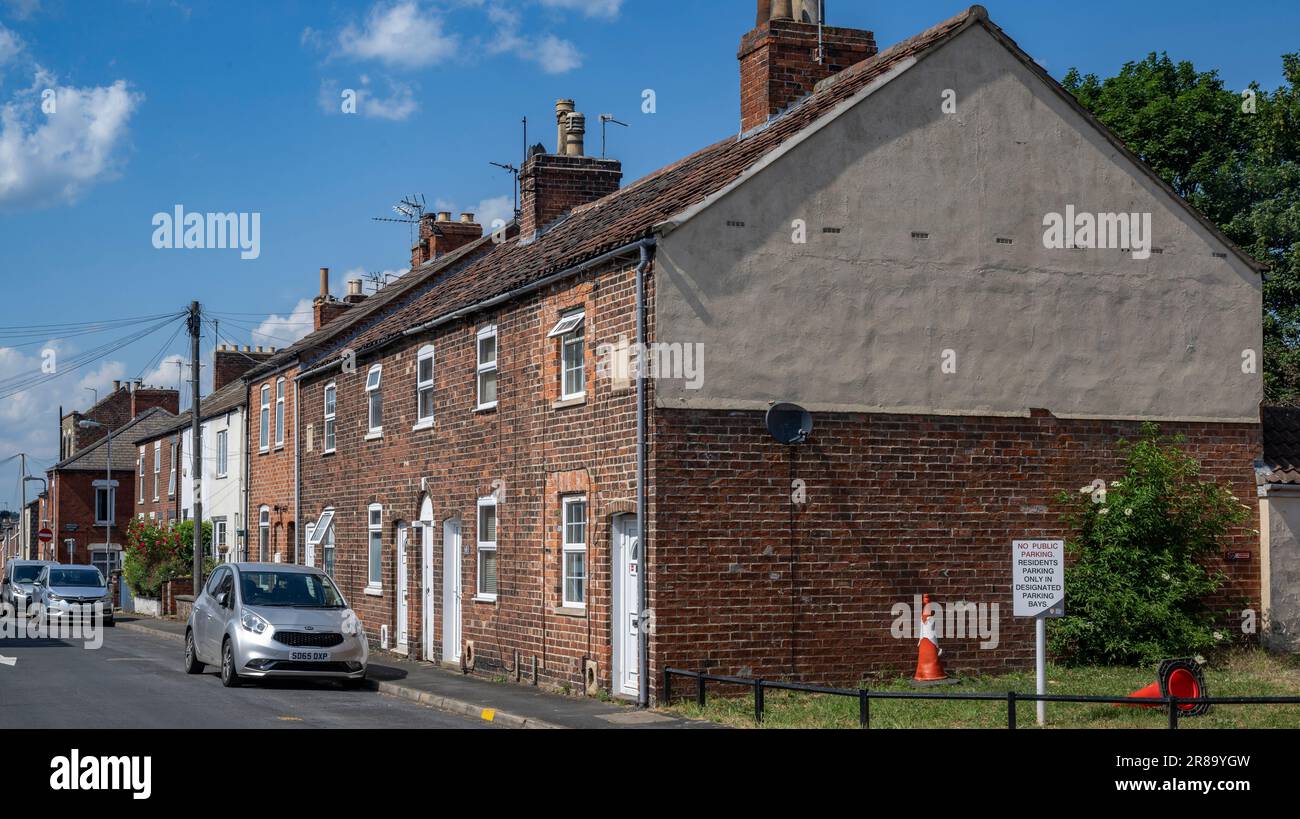 Grantham, Lincolnshire, England, UK. Typical inner city terraced houses ...