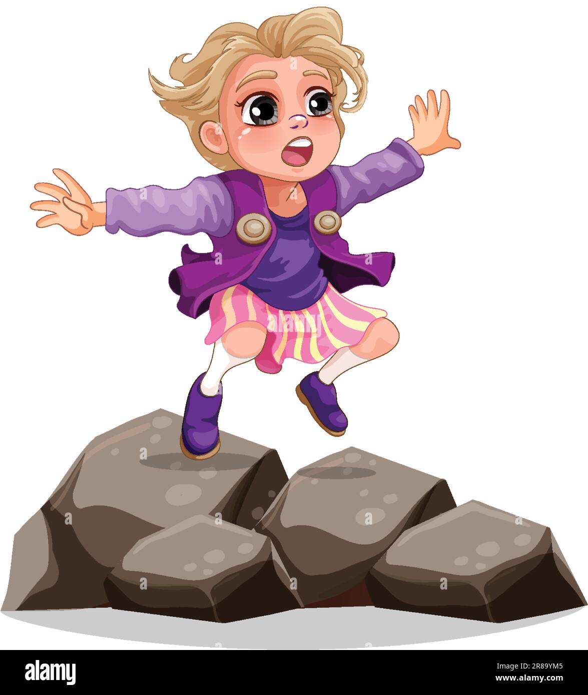 Girl standing on the rock illustration Stock Vector Image & Art - Alamy